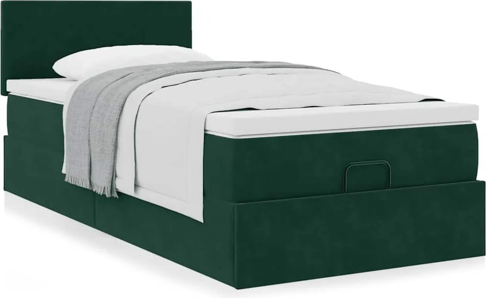 Osmanský rám postele s matrací tmavě šedá 80x200cm samet 3311666