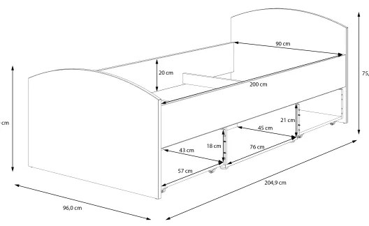 Jednolůžková postel s úložným prostorem URO 90x200 cm dub artisan/bílá