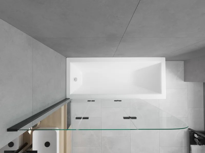 Mexen Cubik obdélníková vana 160 x 70 cm s obložením a 3dílnou zástěnou 120 cm, transparentní, černá