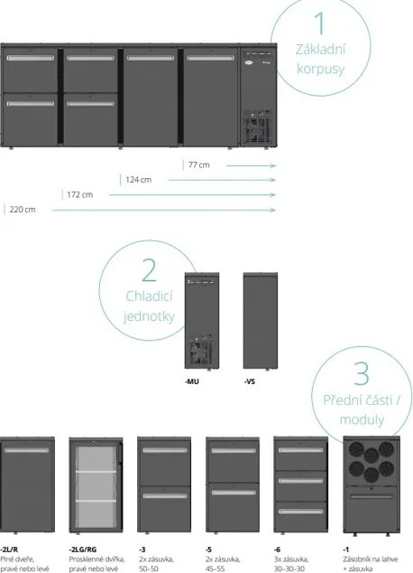 Serrco SCL-22MU+ - Barový minibar, š. 1245 mm, 275 l, 2 plné dveře, LED osvětlení, 68920 + Záruka 2 roky pro firmy