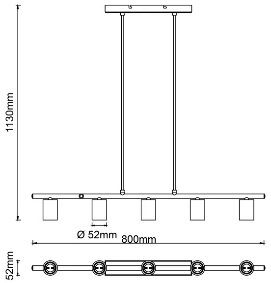 Brilliant - Lustr na lanku KERRY 5xE27/40W/230V černá/bambus