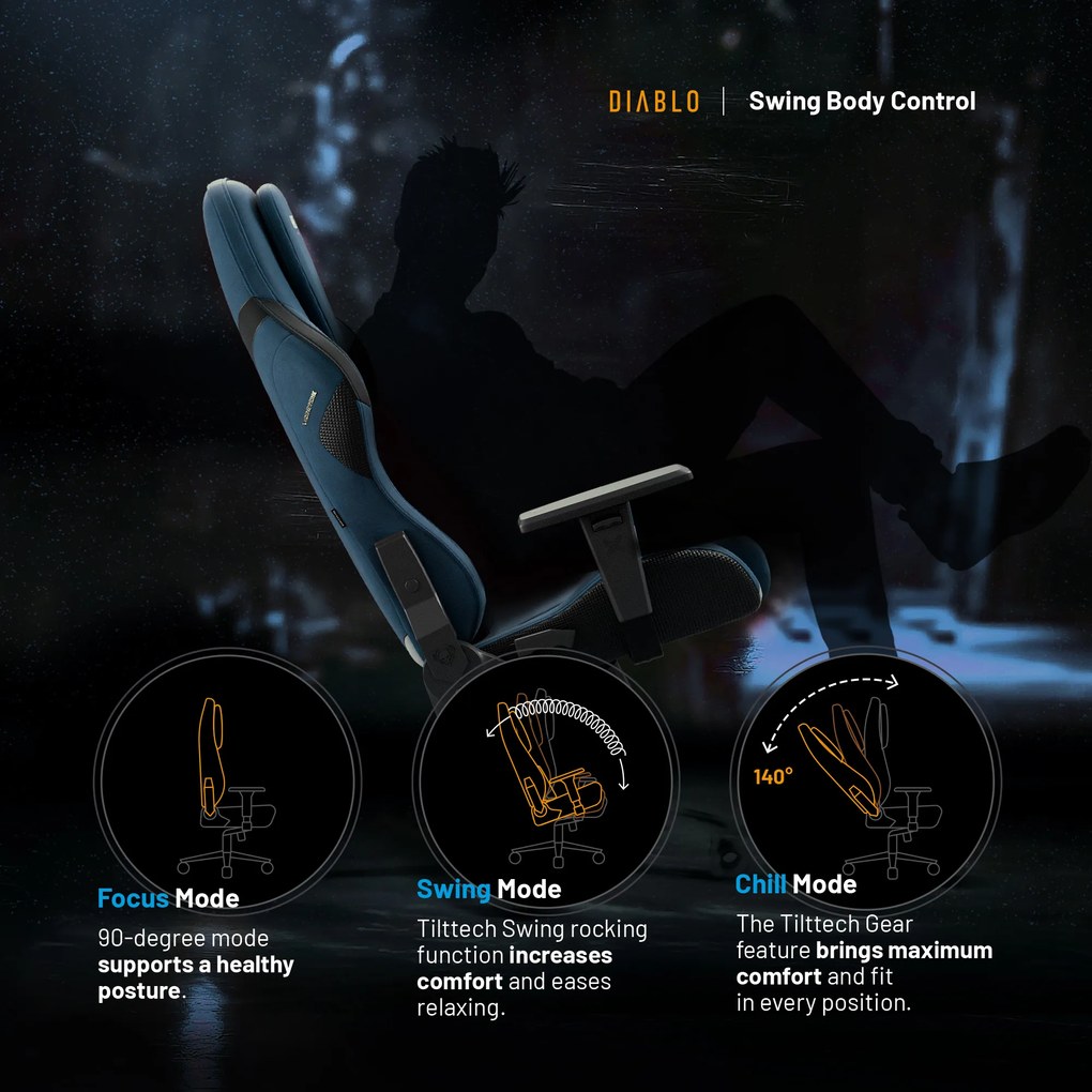 Herní židle Normal Size, modrý-černý: Diablo X-One Prime Meta Ocean