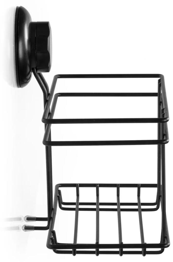 Malá polička do koupelny Compactor Bestlock Black s přísavkou -bez vrtání, nosnost až 6 kg