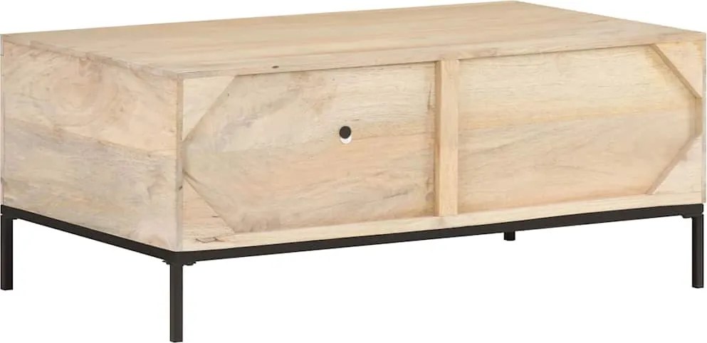 Konferenční stolek 90x50x37 cm masivní mangovník přírodní rákos 323511