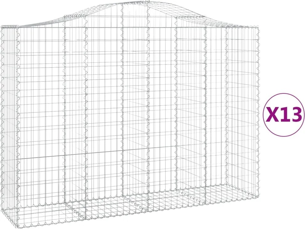 Klenuté gabionové koše 13ks 200x50x140/160cm pozinkované železo 3145693