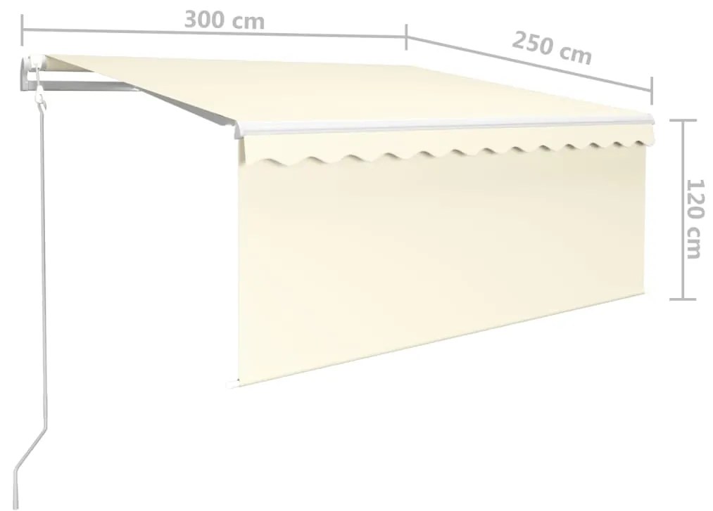 Automatická zatahovací markýza s roletou 3 x 2,5 m krémová,  3069267