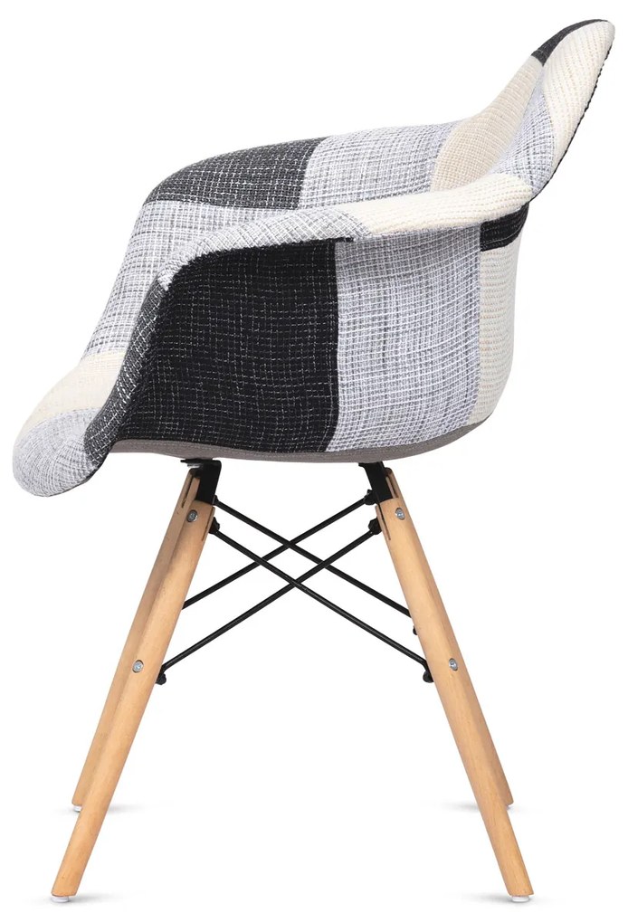 AUTRONIC Jídelní židle, potah látka patchwork, dřevěné nohy, masiv přírodní buk CT-767 PW2