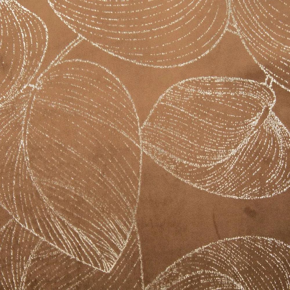 Sametový středový ubrus s lesklým potiskem hnědých listů Šířka: 35 cm | Délka: 140 cm