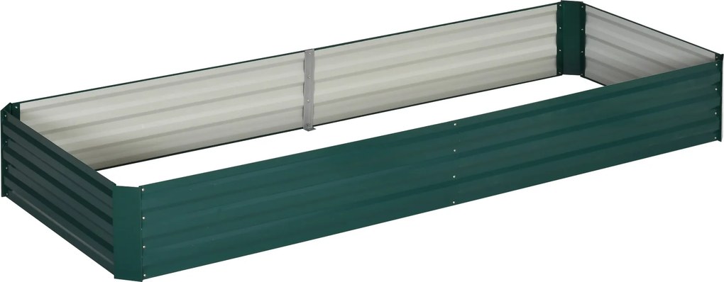 Outsunny Ocelový vyvýšený záhon, Zahradní bedna s chladným rámem, Interlocking, Květník pro rostliny a zeleninu 241x90.5x30cm pro zahradní terasu, pr…