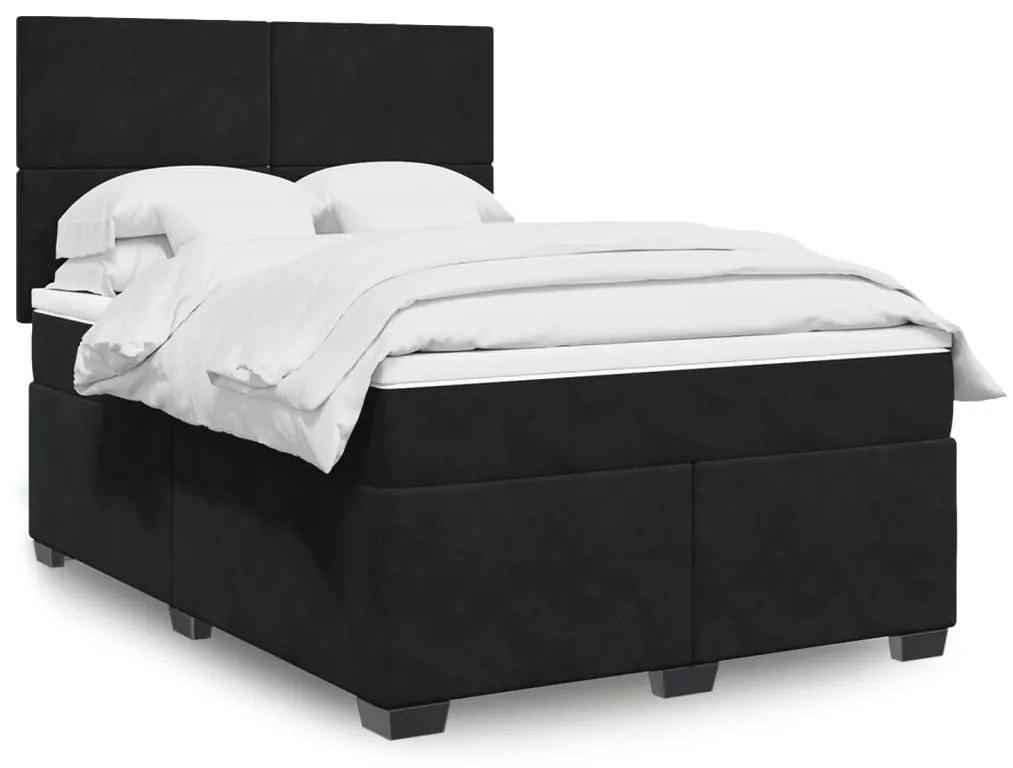 Box spring postel s matrací černá 140x200 cm samet 3293226