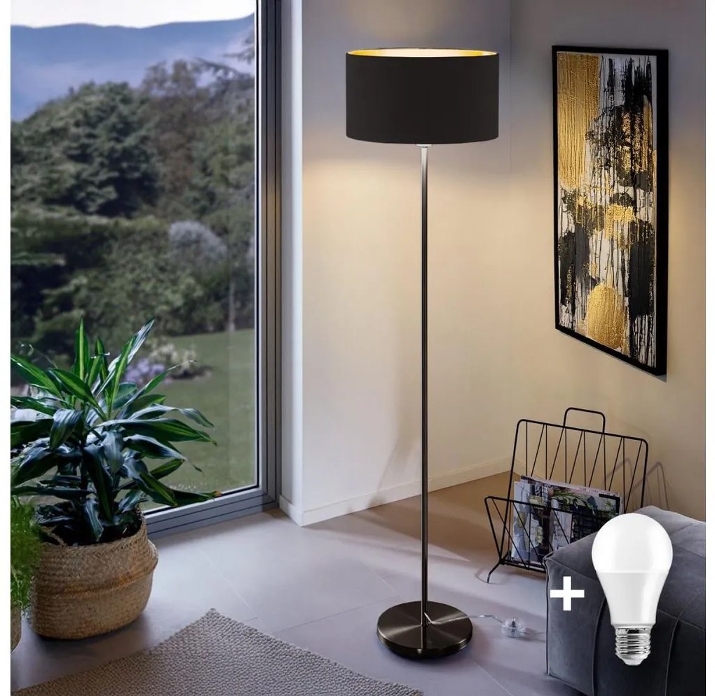 LED Stojací lampa TUNJA 1xE27/20W/230V pr. 38 cm černá