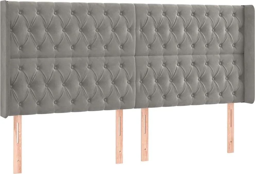 Čelo postele typu ušák světle šedé 203x16x118/128 cm samet 3119982