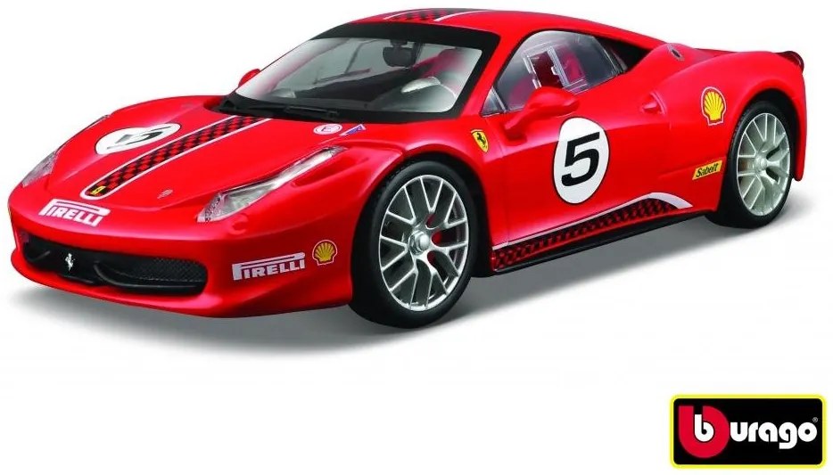 Bburago ferrari racing 458 challenge červená 1:24