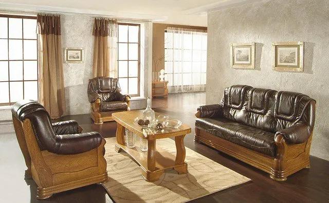 Casarredo - Komfort nábytek Rozkládací trojmístná pohovka JUDITA II kůže | potah: kůže Cappuccino,barva: moření 11