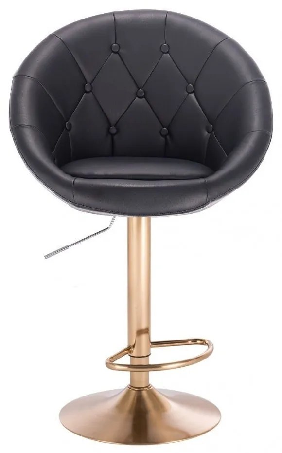 LuxuryForm DESIGN Barová židle VERA na zlaté kulaté podstavě - černá