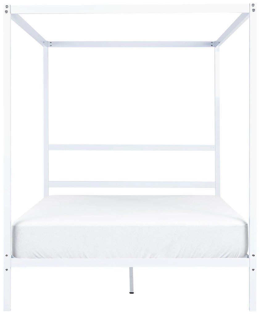 Kovová postel s baldachýnem 140 x 200 cm bílá LESTARDS Beliani