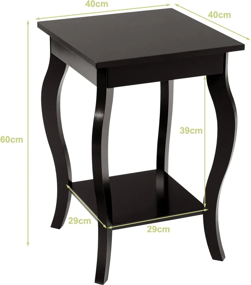 Costway Sada 2 kusů s elegantními odkládacími stolky se zakřivenými nohami a 2