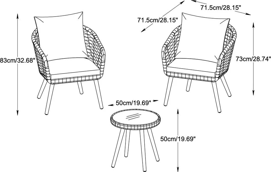 Světle šedý zahradní lounge set Bistro – Unique Furniture