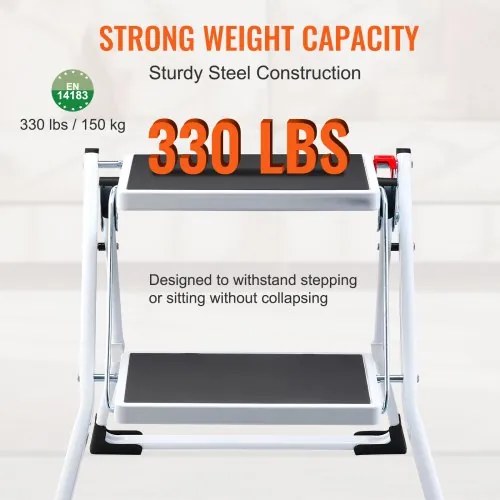 Schůdky, 2stupňová, nosnost 150 kg, Ergonomická skládací ocelová schůdková stolička