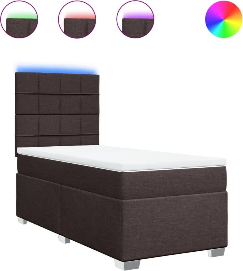 Box spring postel s matrací tmavě hnědá 90x190 cm textil 3292646