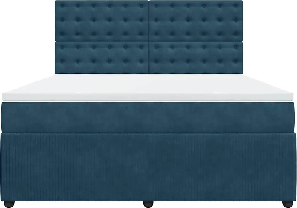 Box spring postel s matrací modrá 180 x 200 cm samet 3294722