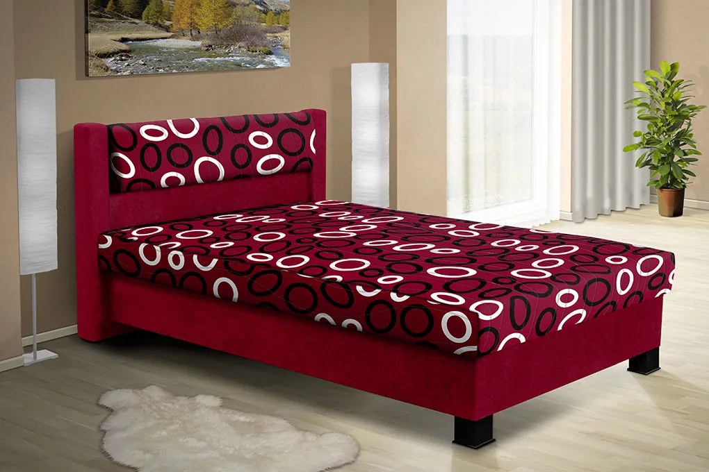 Nabytekmorava Čalouněná postel s úložným prostorem Nikol 140 Barva postele: Bordo 30, Pelest: Mega 14 Bordo