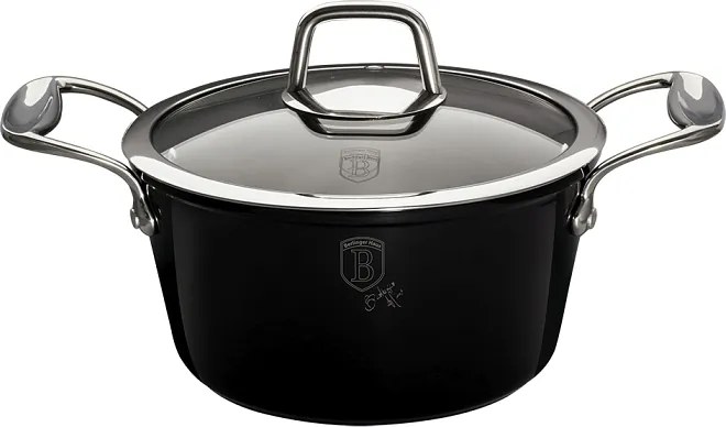 BERLINGERHAUS Kastrol s poklicí s mramorovým povrchem 20 cm Royal Black Collection BH-1676