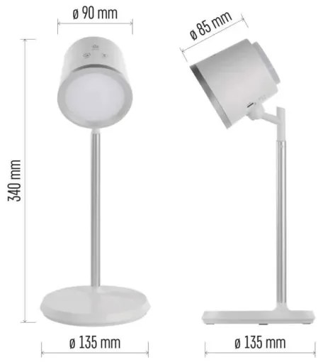LED Stmívatelná nabíjecí stolní lampa 4v1 LED/6W/3,7V 3000K/4000K/6500K bílá