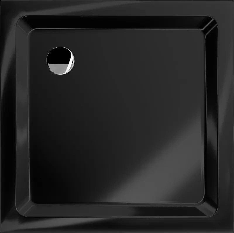 Mexen SLIM - čtvercová sprchová vanička 100x100x5cm + chromový sifon, černá, 40701010