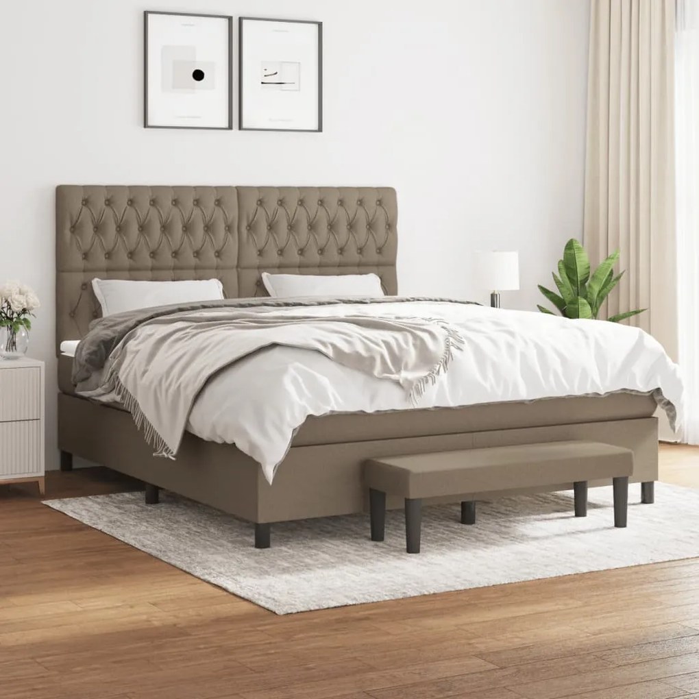 Box spring postel s matrací taupe 180x200 cm textil 3136857