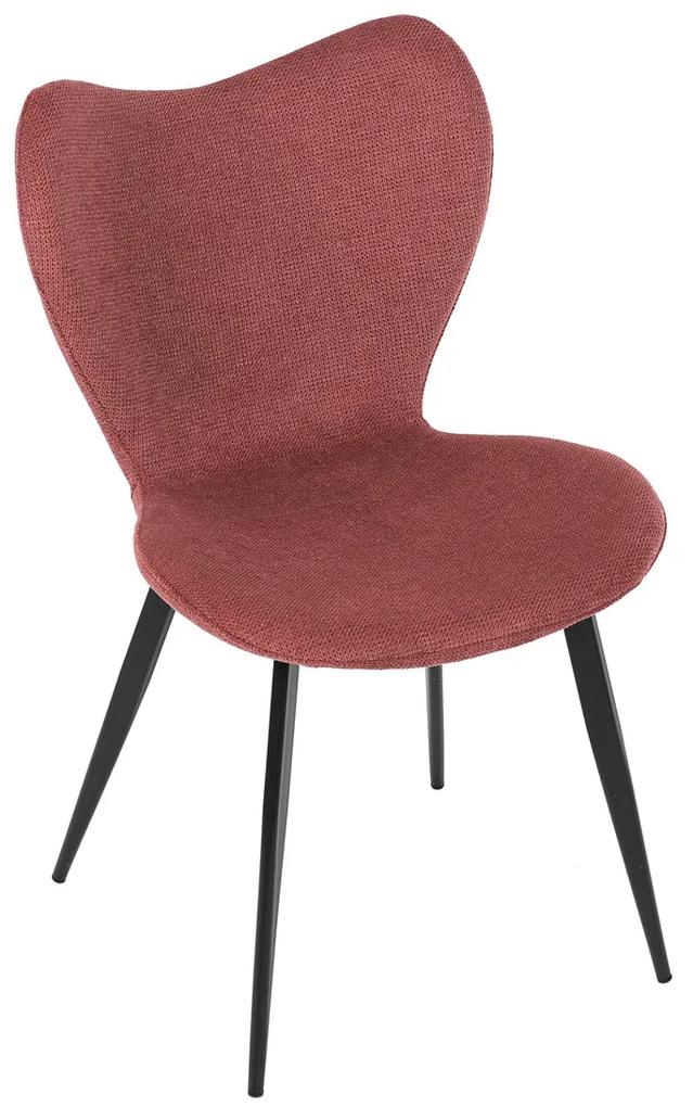 AUTRONIC Židle jídelní, červená látka, černá kovová podnož