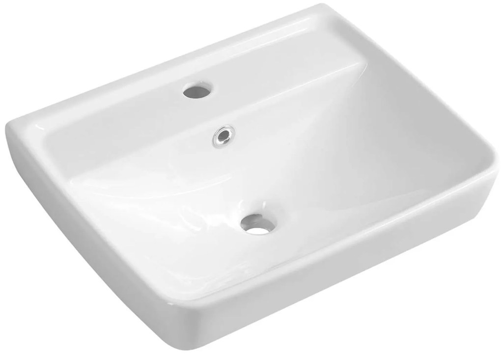 Aqualine - Umyvadlo 50x40 cm, s přepadem, otvor pro baterii, bílá TU0350