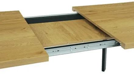 Autronic Moderní jídelní stůl Jídelní stůl 140+40x85x75 cm, deska melamin, 3D dekor divoký dub, kovové nohy, černý mat (HT-780 OAK)