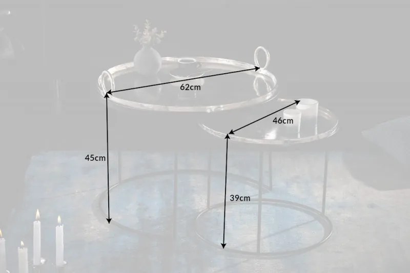 Odkládací stolek Elements Orientální sada 2 stříbrných / 40637