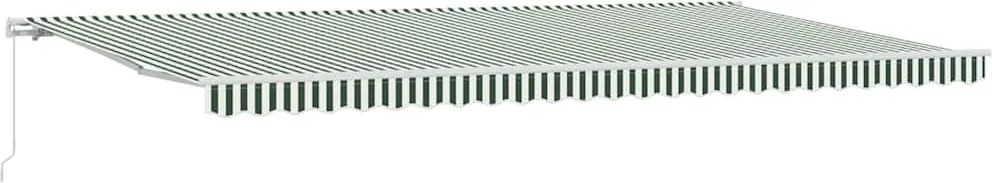 Stahovací markýza Zelená a bílá 600 × 300 cm Polyester a hliník 3331693