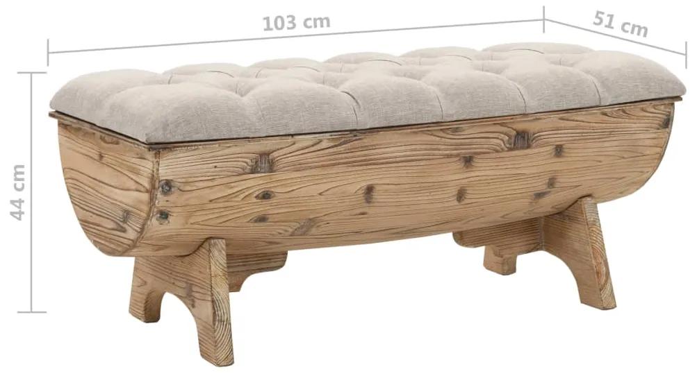Úložná lavice z masivního dřeva a tkaniny 103 x 51 x 44 cm - Default Title
