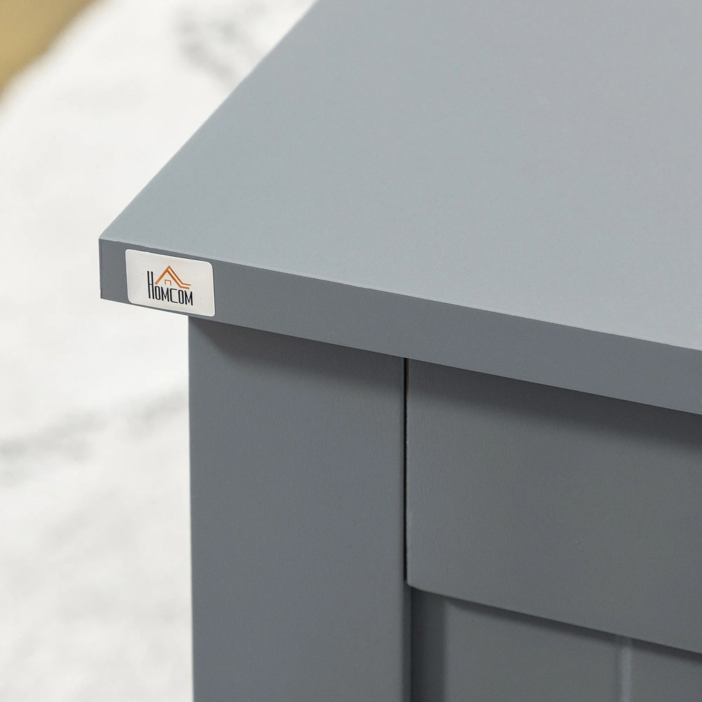 HOMCOM Úložný trunk pro ložnici – Úložná lavice se víkem, multifunkční úložný trunk s bezpečnostním pantem pro chodbu a obývací pokoj 81x40x46 cm Šedá