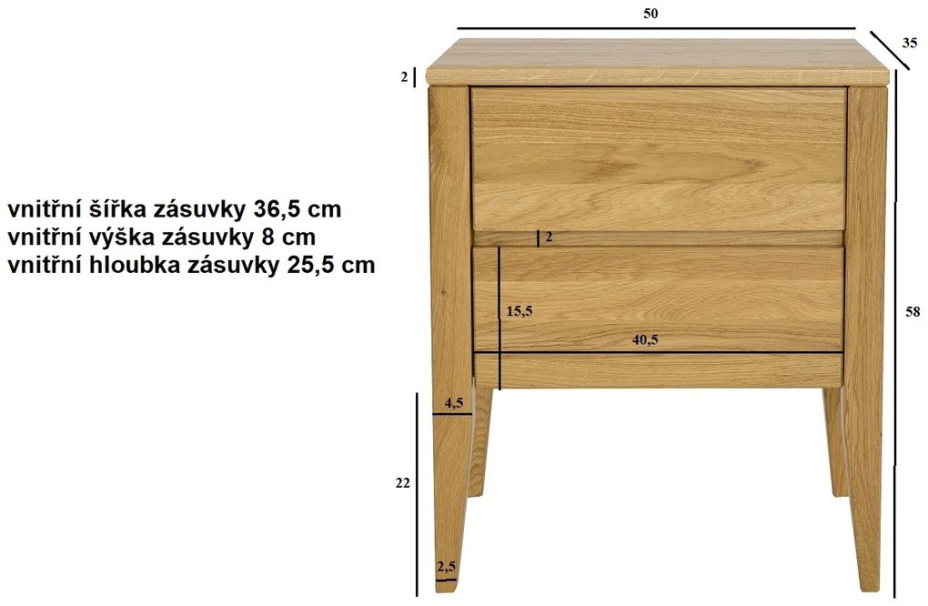 Drewmax SN231 noční stolek masiv dub