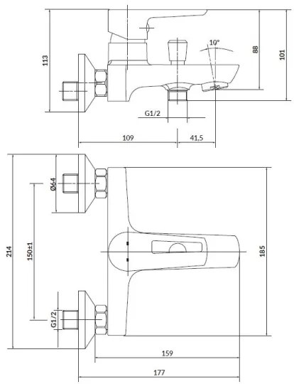 Cersanit S952-003 -Vanová sada s baterií + umyvadlová baterie MILLE lesklý chrom