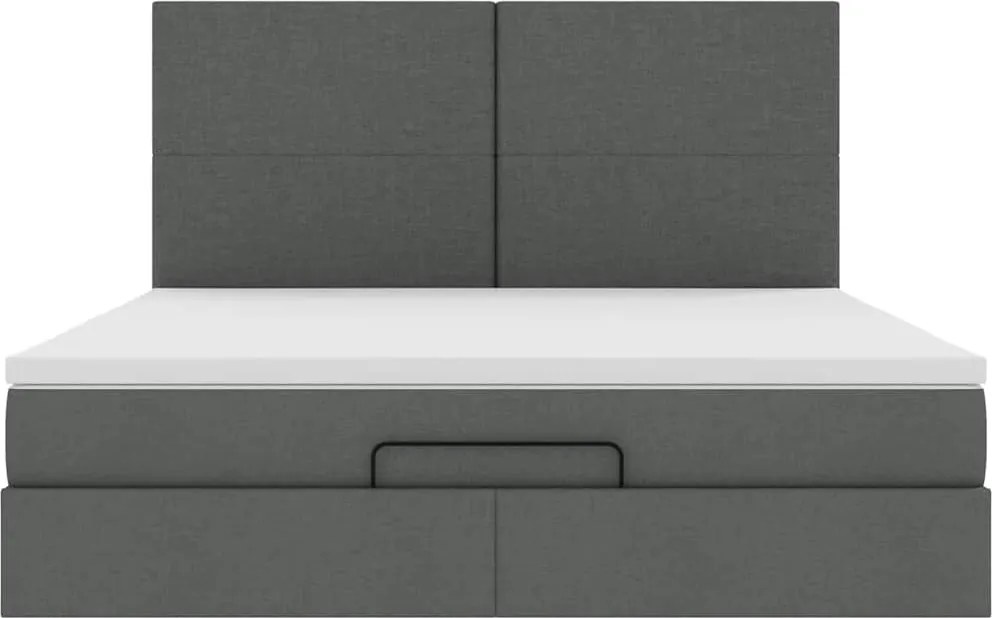 Osmanský rám postele s matrací tmavě šedá 160x200cm textil 3313086
