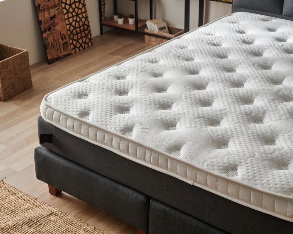 Čalouněná postel STOCKHOLM s matrací - antracit 180 × 200 cm