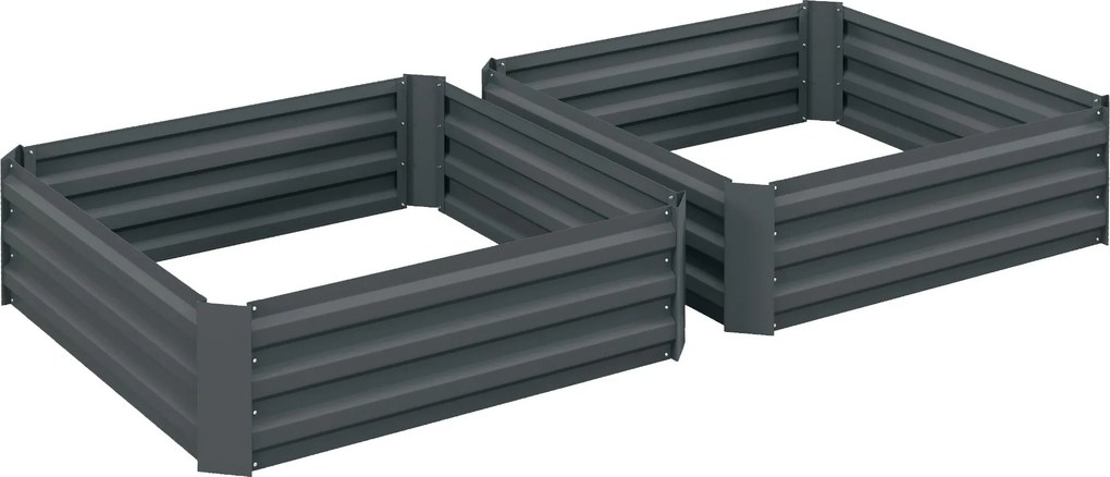 Outsunny 2-dílný vyvýšený záhon z oceli, studený rám pro rostliny, zahradní box na bylinky 100x100x30cm pro zahradu, balkon, terasu, záhon pro květin…
