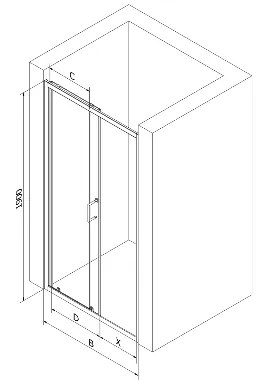 Mexen Apia rozsouvací sprchové dveře 105 cm, Průhledné, Černá - 845-105-000-70-00