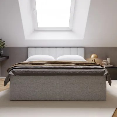 Postel boxspring se 2 úložnými prostory šedá PEDRO SOTTO PU 160x200 cm