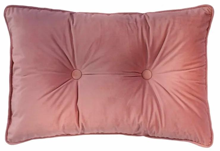 Růžový polštář Tiseco Home Studio Velvet Button, 40 x 60 cm