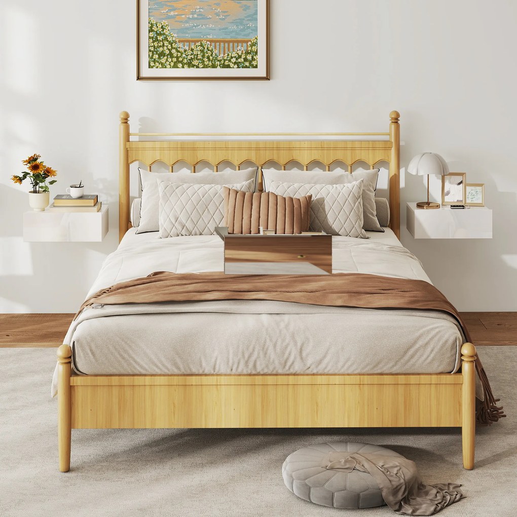 HOMCOM Sada 2 závěsných nočních stolků s 1 zásuvkou, nástěnná montáž, moderní styl pro ložnici, 40x30x15 cm, vysoký lesk bílá