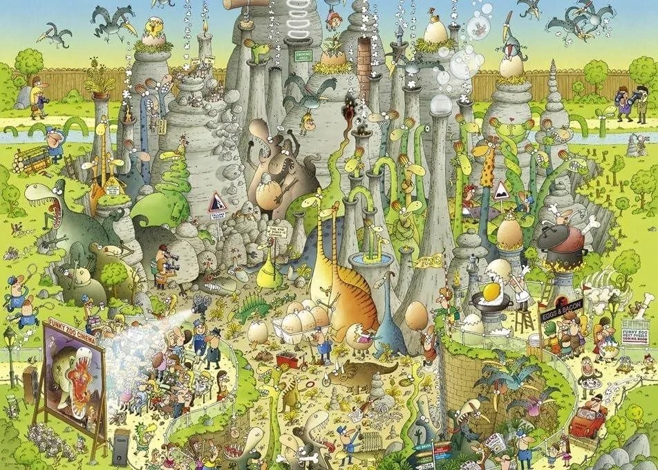 Puzzle heye puzzle šílená zoo: expozice jurský svět 1000 dílků