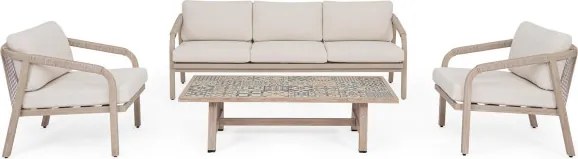 BIZZOTTO Zahradní set pohovky, křesel a stolku KALIMERA velký světlý 0664136