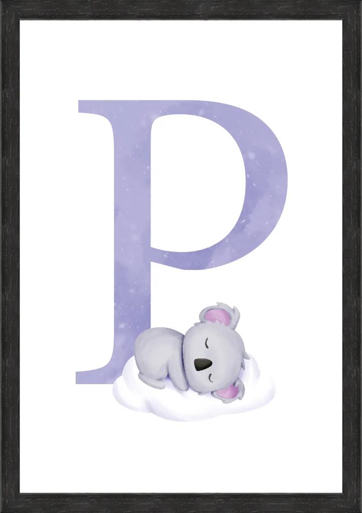 Abeceda písmena s koalou - Obraz, Plakát Velikost: A3 - 29,7x42 cm, Volba rámu: s bílým rámem, Písmeno: J