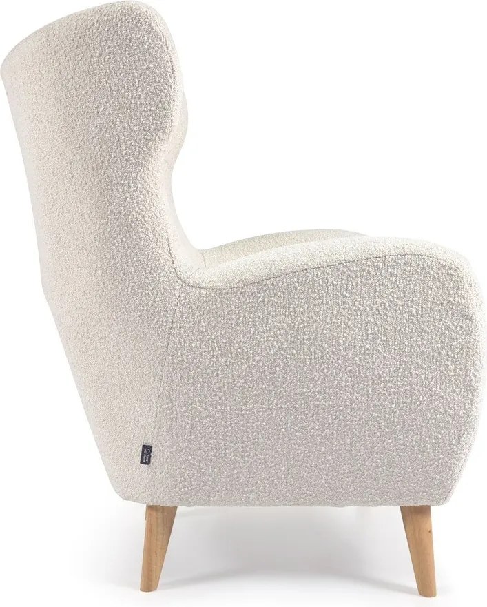 Bílé křeslo z textilie bouclé Patio – Kave Home